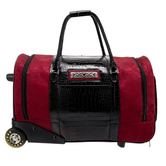 Brighton | Bags | Brighton Luggage Black And Burgundy 2 Weekender ...